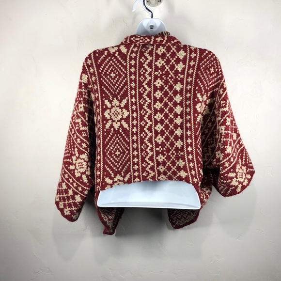 CAbi | Sweaters | Cabi Fair Isle Red And Cream Shrug Size Small | Poshmark